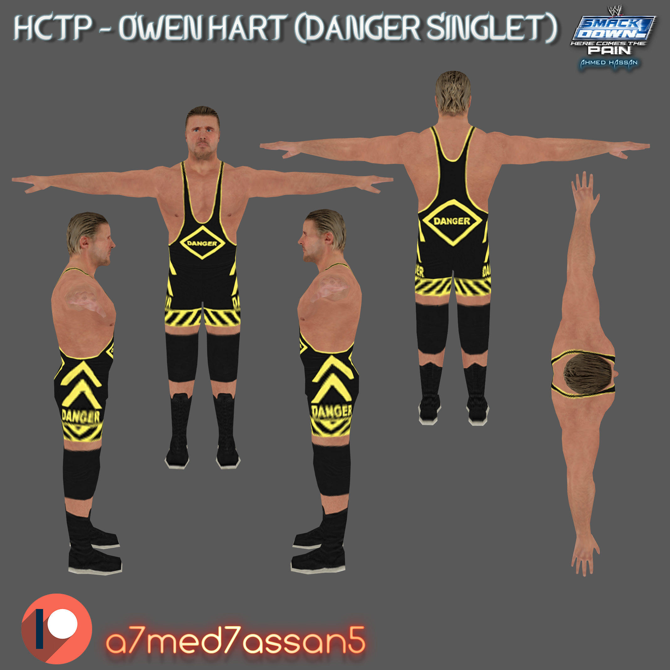 Owen Hart V2 (Danger Singlet) | HCTP Mods – HCTP Ultimate Edition ...